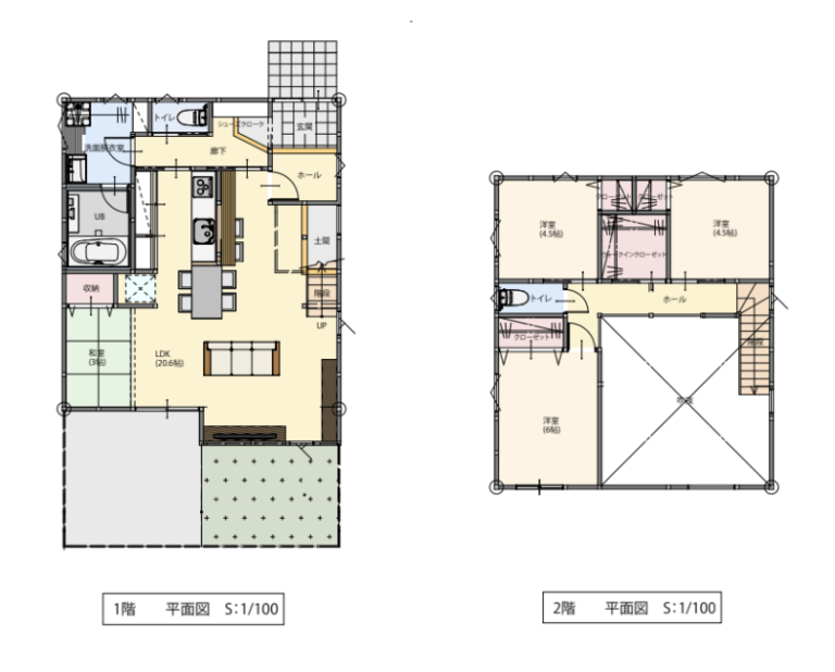 北玄関の間取り事例｜究極の家事動線を実現した30〜40坪前後・3〜4LDKの間取りを紹介 | 福井の注文住宅工務店｜ノーク・ホームズ