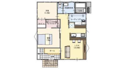 2LDK・約20坪の平屋の間取り実例｜総額費用を抑えられるシンプルな設計プランのポイントも紹介 | 福井の注文住宅・工務店ノークホームズ