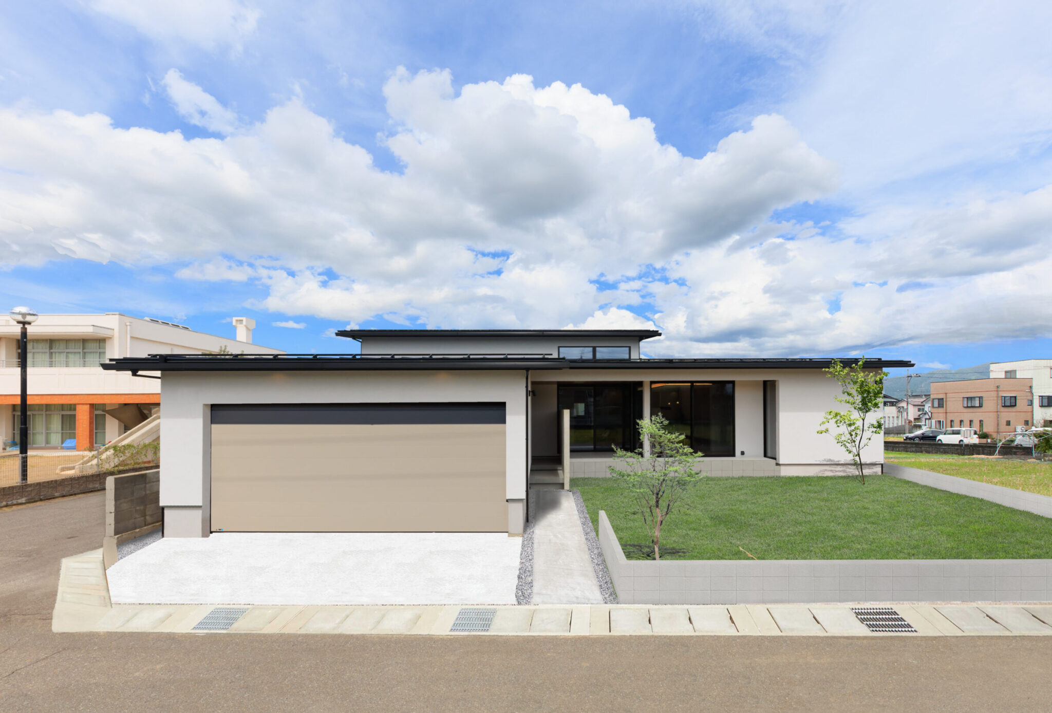 平屋×インナーガレージのモダン住宅｜福井県福井市注文住宅 | NORQ | 施工事例 | 福井の注文住宅・工務店ノークホームズ